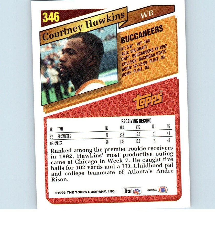 Courtney Hawkins 346 Buccaneers 1993 Topps Football Trading Card | eBay