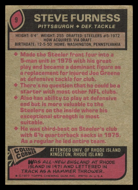 1977 Topps - #9 Steve Furness for sale online | eBay