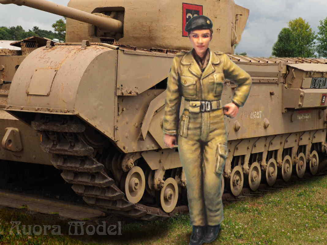1/35 Model Figure kit WWII British Tank Crew 1947 Female ML75 Aurora ...