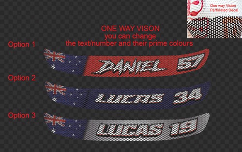 2X One way Vision Helmet Visor Strip Sticker Decal Name Number ...