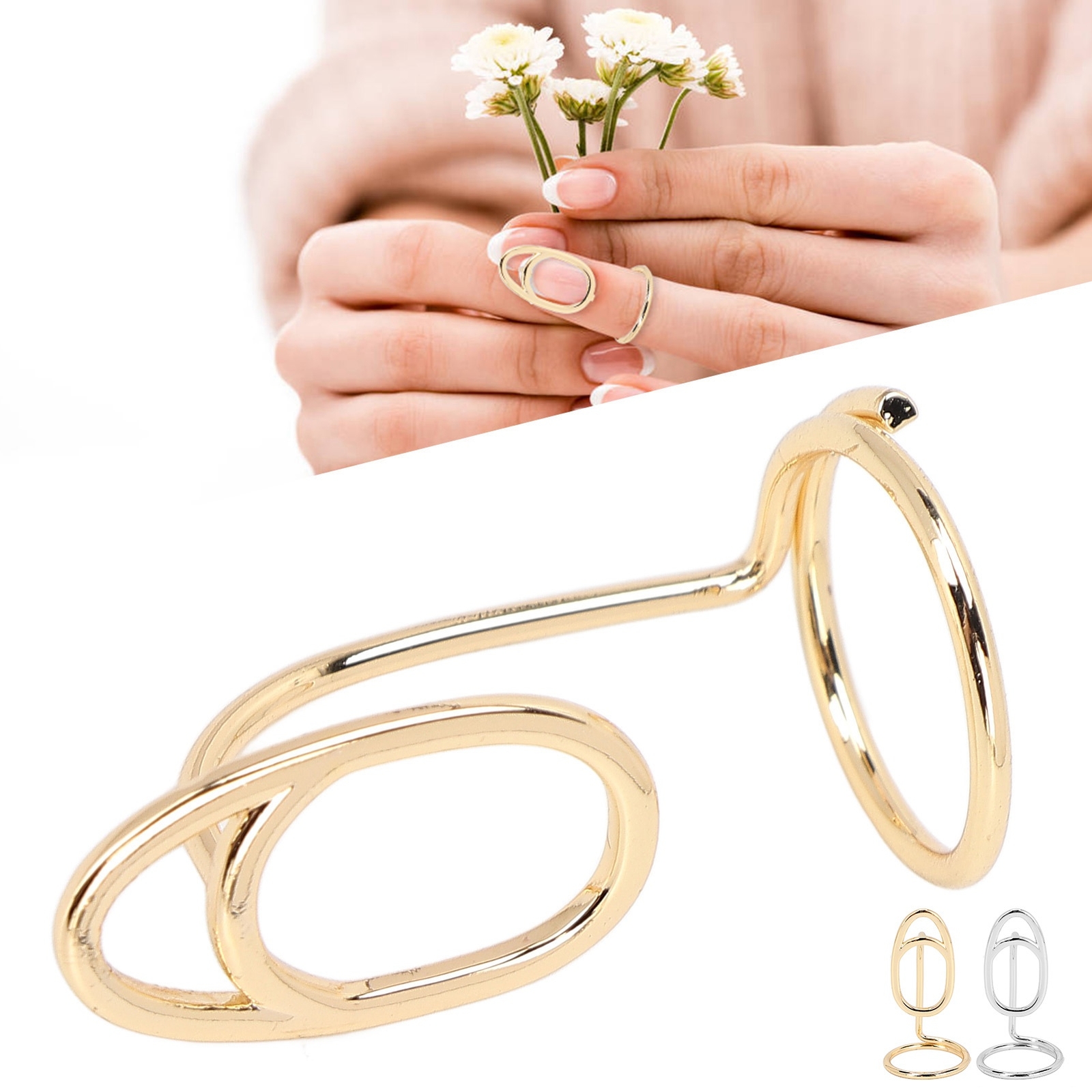 Nail Art Fingernail Rings Unique Stylish Women Finger Nail Cover Ring ...