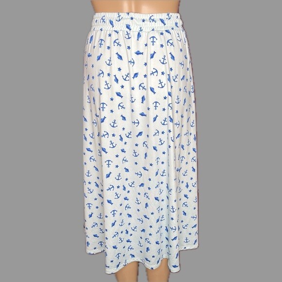 Lularoe Marsha Nautical Anchor Tie Waist Button Front Skirt with ...