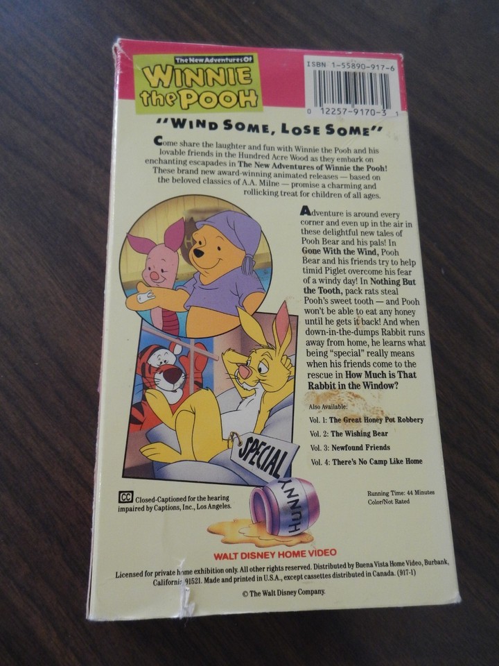 WIND SOME, LOSE SOME WINNIE THE POOH CARTOON VHS DISNEY NEW ADVENTURES ...