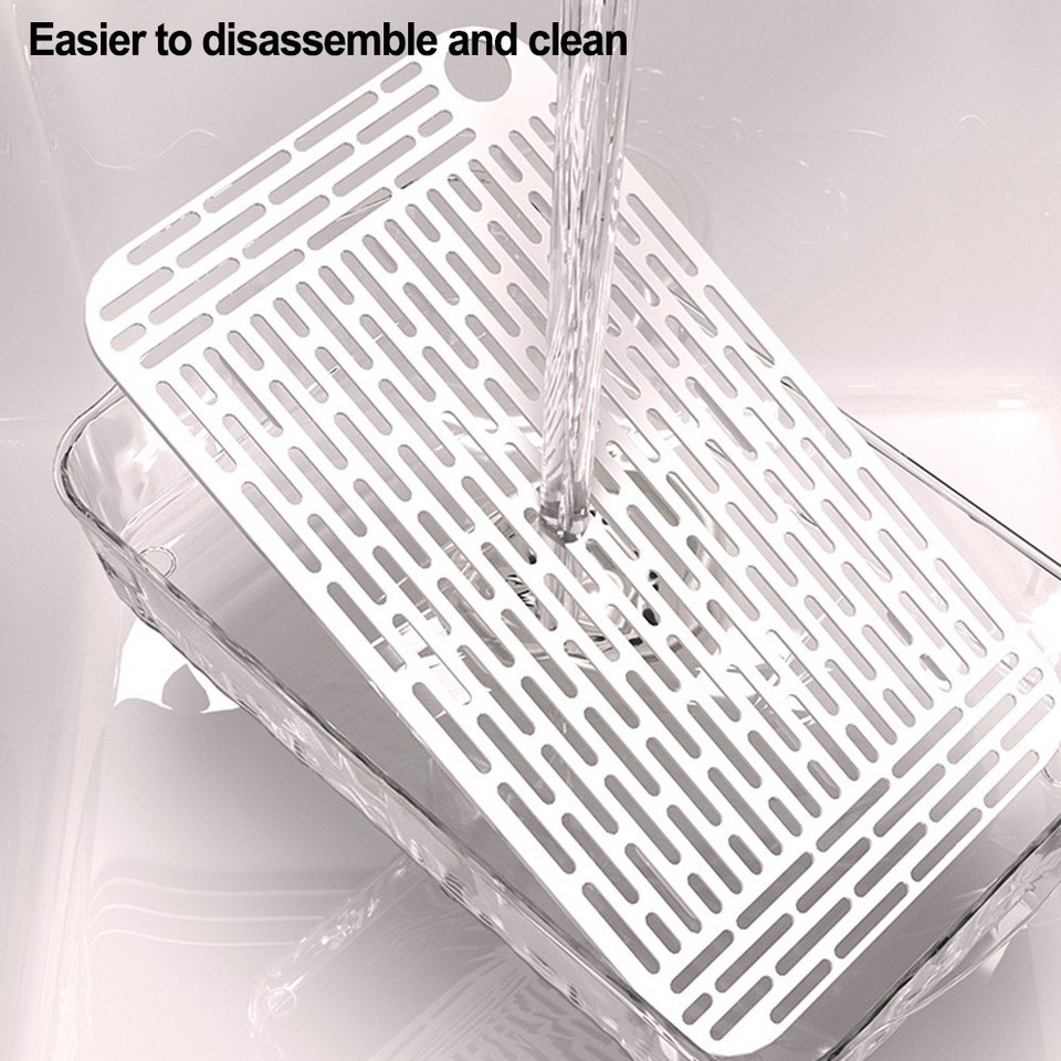 Space Saving Serving Tray and Dish Rack with Flat Drain Board for Cups ...