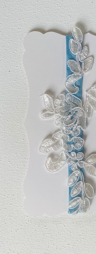 White Lace Bridal Garter W/ Blue No Slip Elastic & Toss Garter Lingerie ...