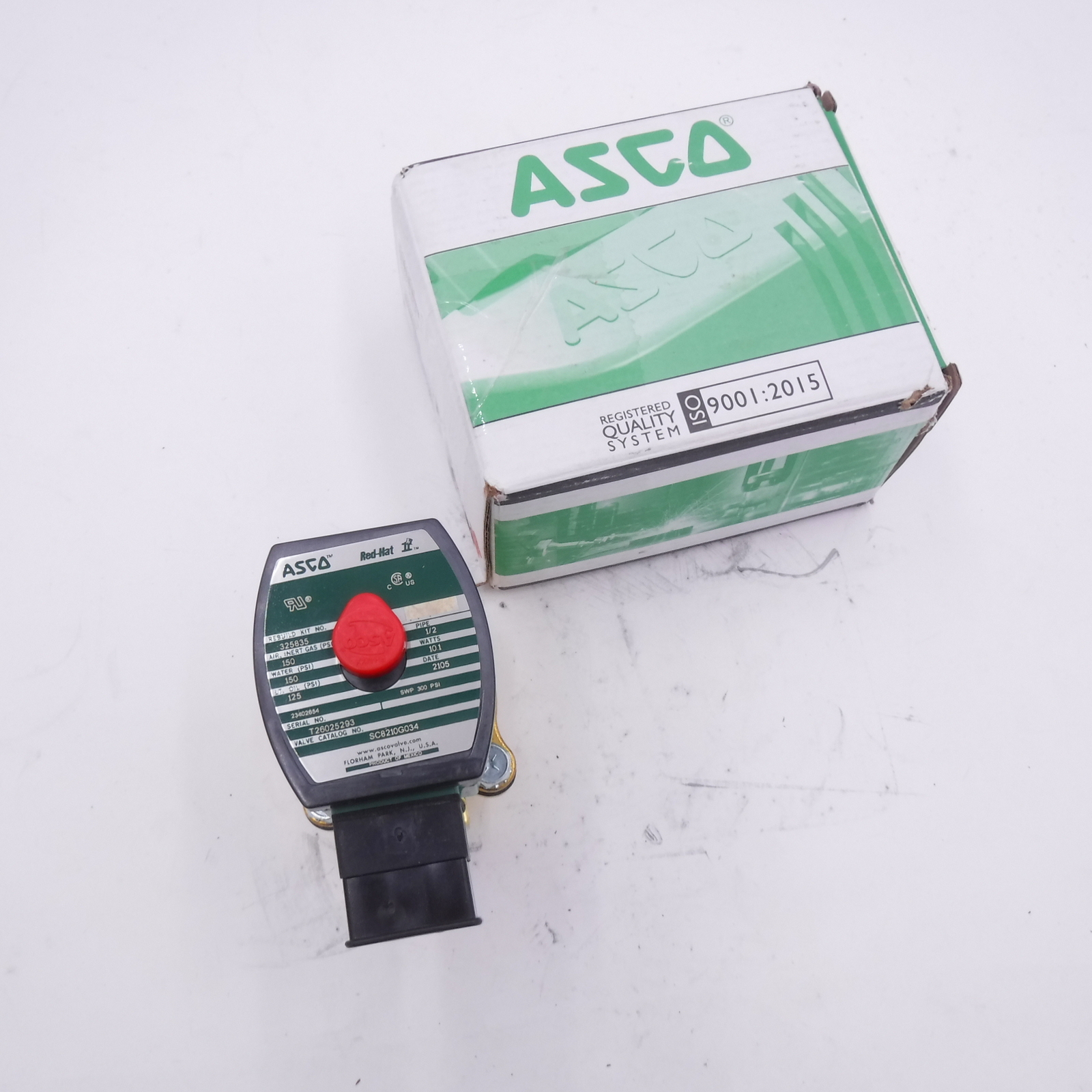 ASCO Red-Hat II Brass Solenoid Valve SC8210G034 1/2" NPT 24VDC for sale ...