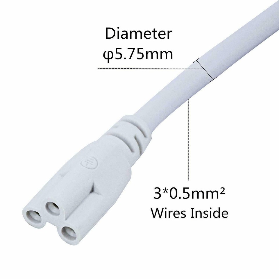 4 Pack 2FT Connector Cords 3 Pin Connecting Cables Wire For T8 LED Tube ...