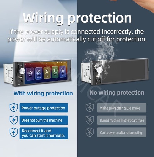 Single 1Din Car Stereo Radio Player For Apple CarPlay Android Auto ...