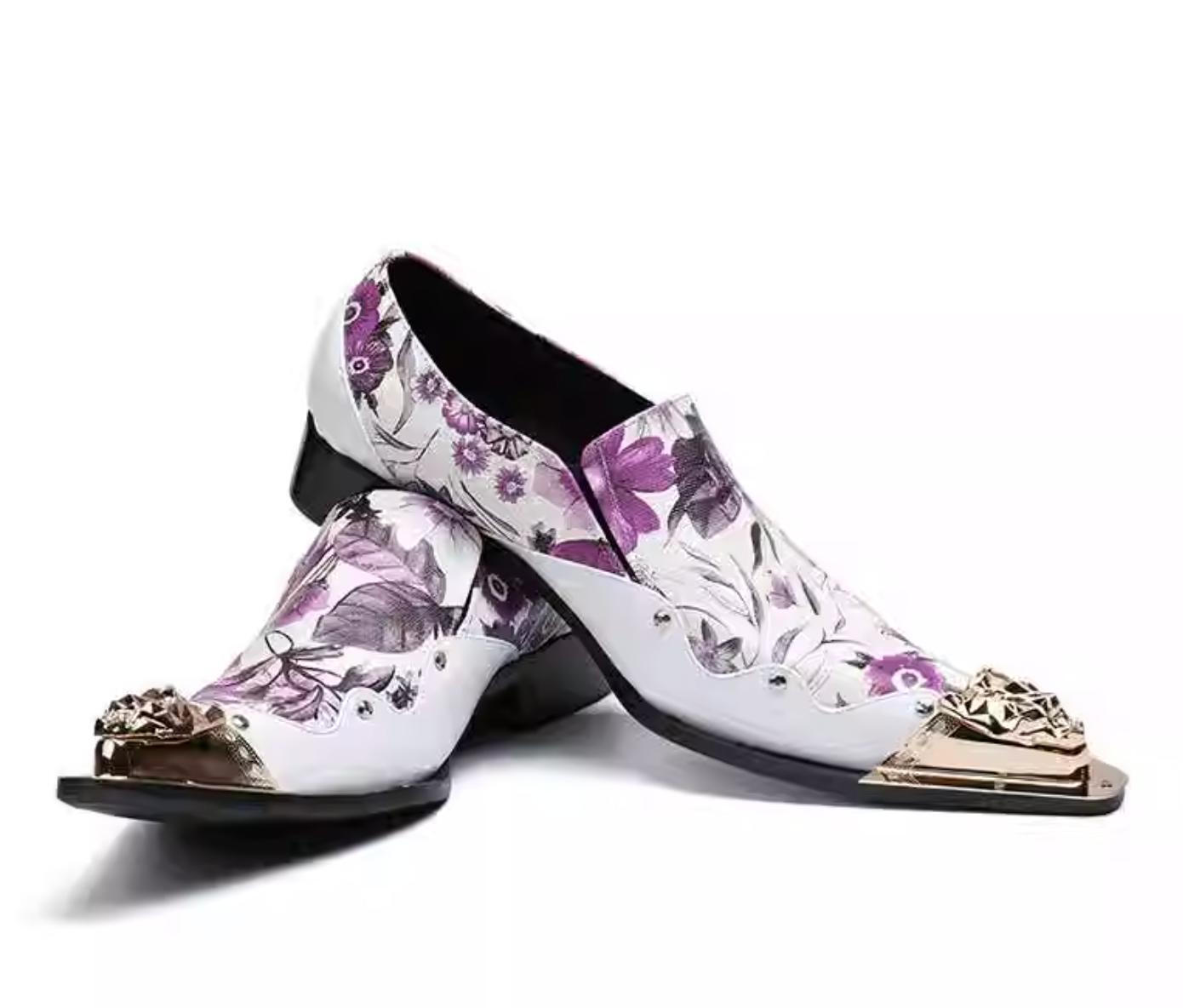Men's Wedding Dress Floral Metal Pointe Toe Oxfords Business Casual ...