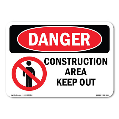Construction Area Keep Out ANSI Danger Sign Metal Plastic Decal | eBay