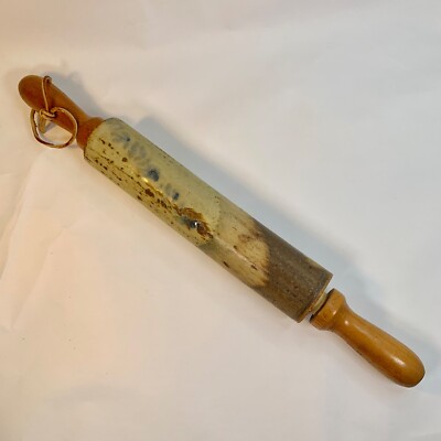 Vintage Glazed Stoneware Heavy Weight Baking Rolling Pin 20 Inches ...