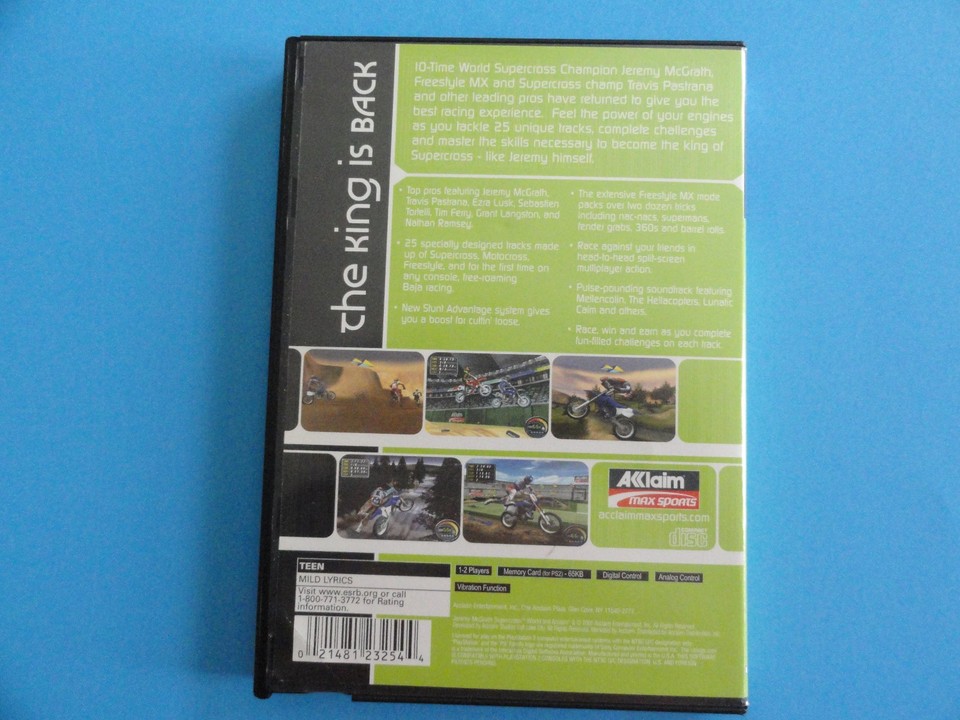 PS2 JEREMY MCGRATH SUPERCROSS WORLD COVER ART IN BLOCKBUSTER VIDEO CASE ...