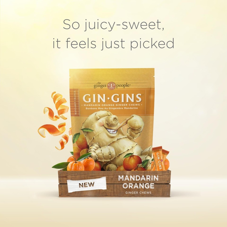 GIN GINS Mandarin Orange Ginger Chews – Natural Fresh Ginger Candy by ...