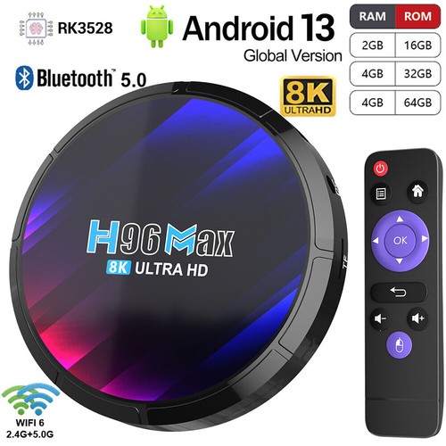 H96MAX Quad Core TV Box Android 13.0 8K HD Media Player 2.4Ghz Large ...