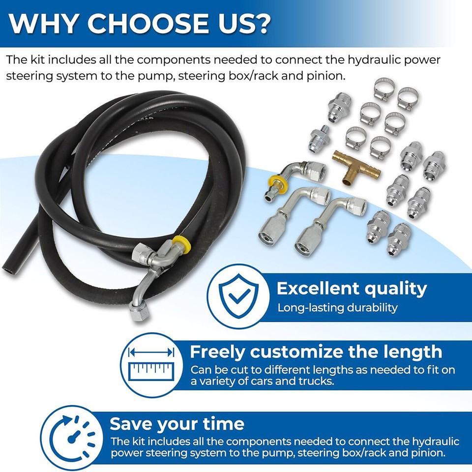 For Hydroboost Power Brake Booster 3 Line High Pressure Hose Kit w/ 6AN ...