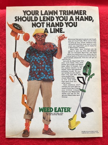 Vintage 1984 Weed Eater Lawn Trimmer Print Ad String Trimmer ...