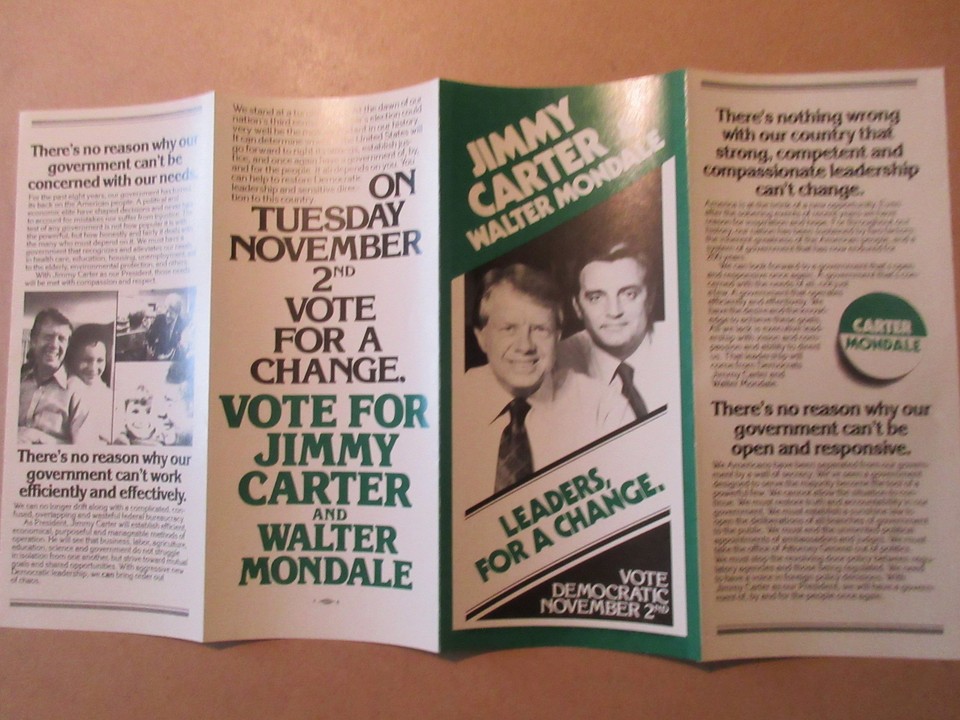 1976 Jimmy Carter Walter Mondale Presidential Campaign Vintage Brochure ...