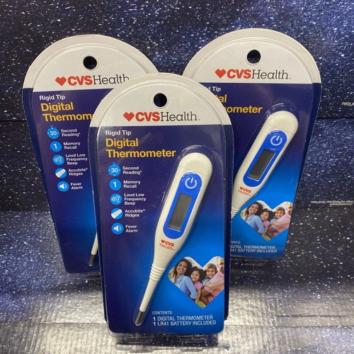 3 X CVS Health Rigid Tip Digital Thermometer 30 Second Read Fever Alarm ...