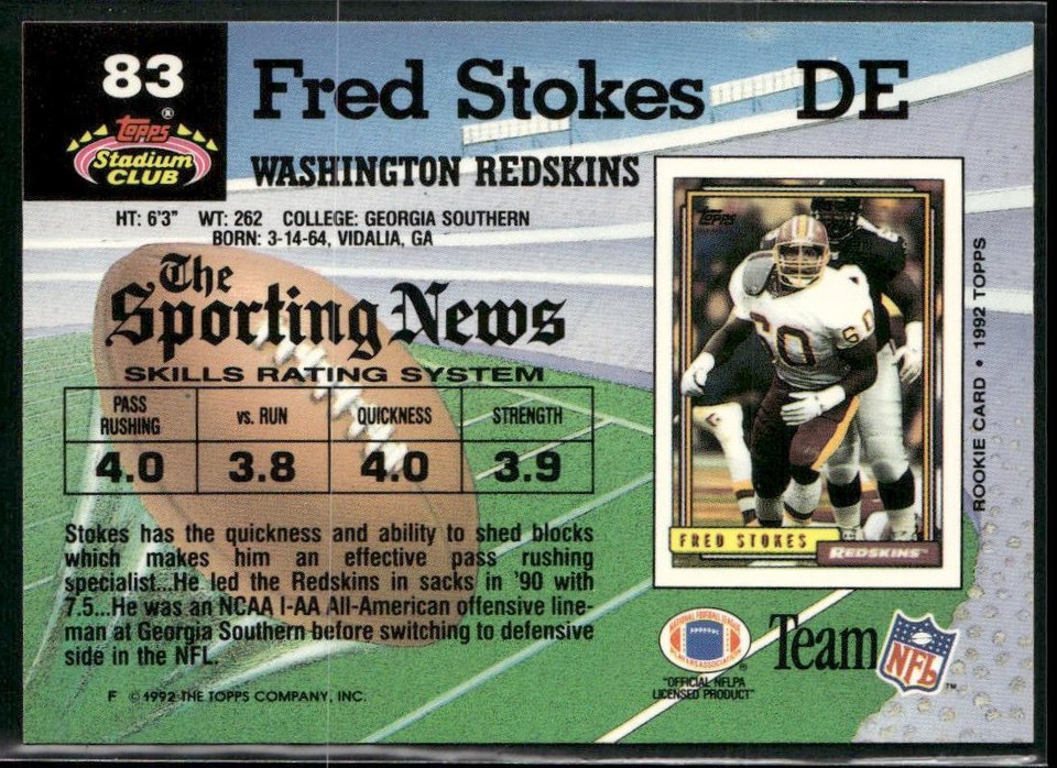 1992 Stadium Club #83 Fred Stokes | eBay