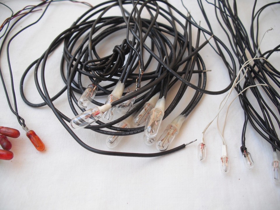 Lot of 57 Assorted Grain of Wheat Light Bulbs, Clear Red Green Colored ...