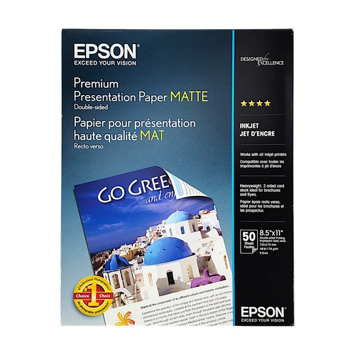 Epson Premium Presentation Paper (MATTE, 8.5x11 inches, double-sided ...