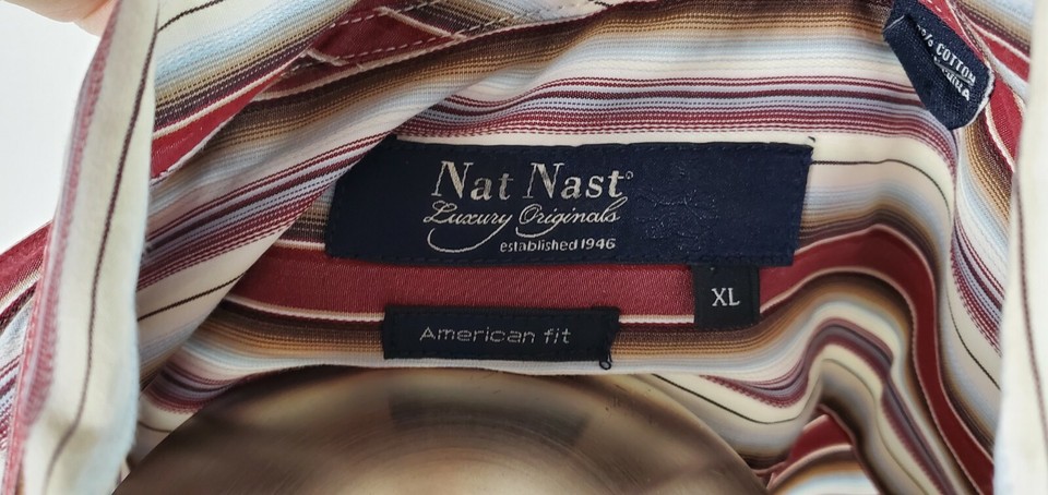 Nat Nast American Fit Shirt Size L Long Sleeve Button Down Pocket | eBay