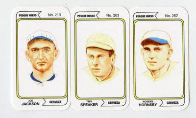 #2200065 JOE JACKSON TRIS SPEAKER ROGERS HORNSBY Mexican Beer Card Lot ...