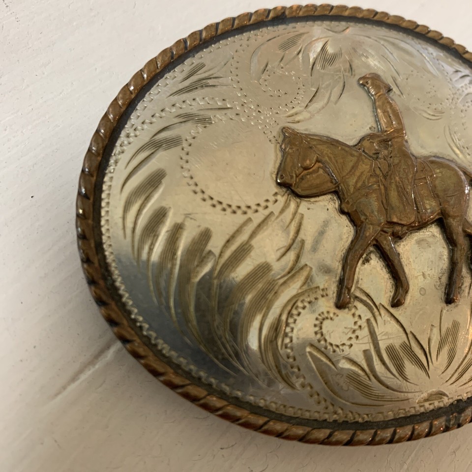 Vintage Comstock Silversmiths German Silver Western Horse Racing Belt ...