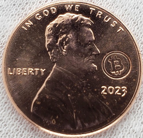 2023 Lincoln Shield Cent No Mint Mark BU Penny-Bitcoin Counterstamp ...