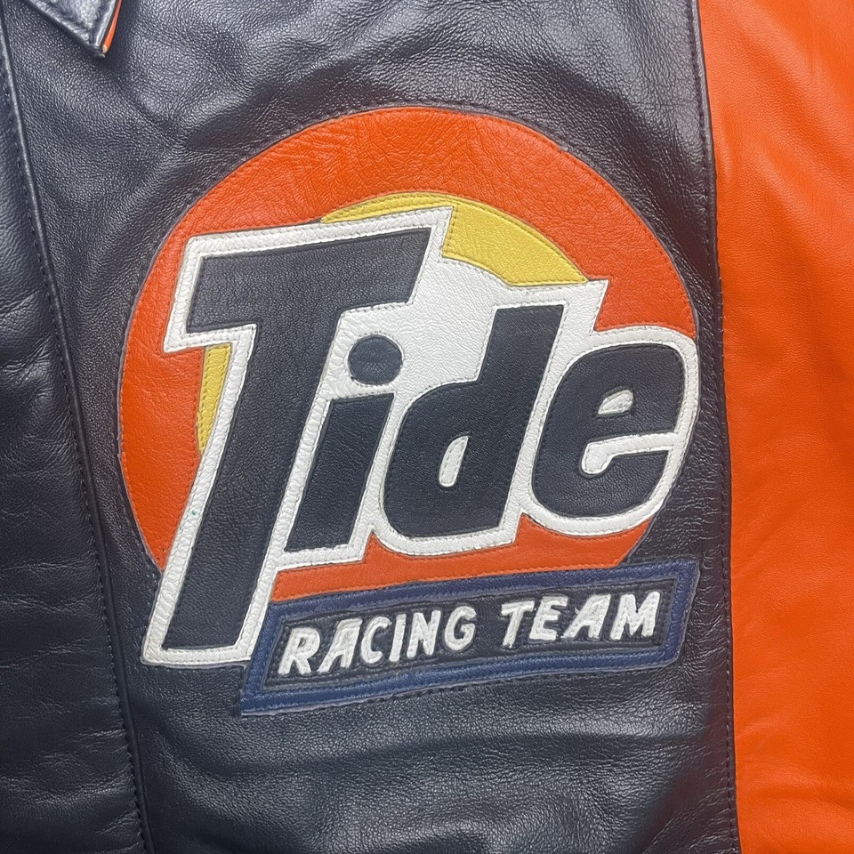NASCAR Soft Leather Tide Racing Team Winston Cup Jacket Full Zip Snap ...