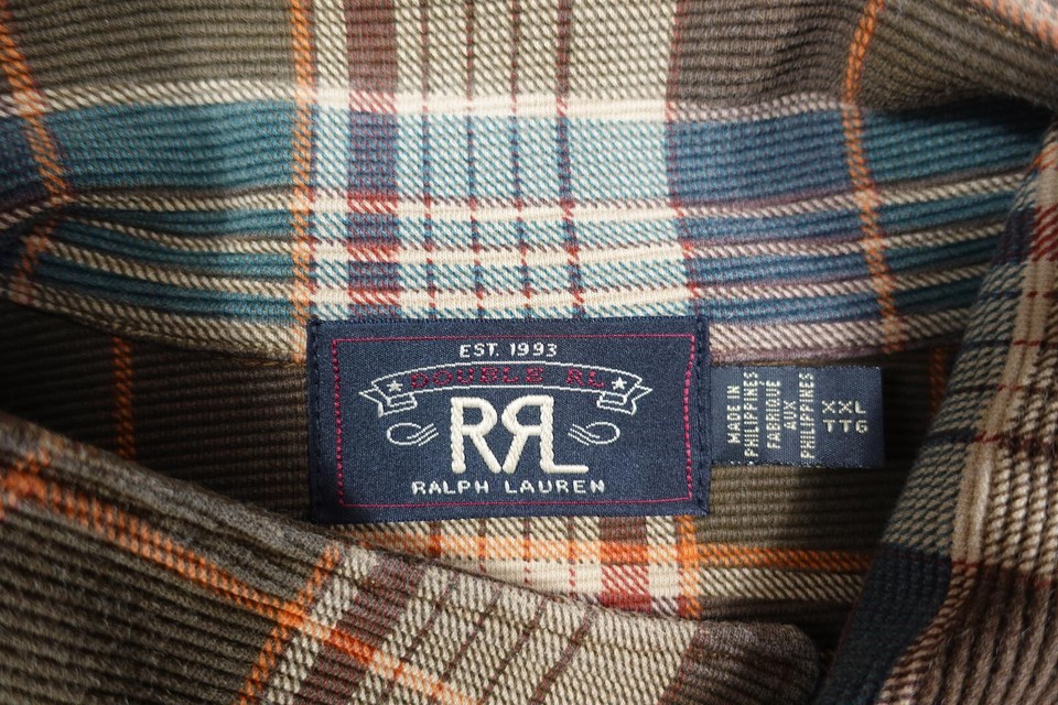 RRL Double Ralph Lauren Shirt Plaid Thick Corded Texture Workshirt RARE ...