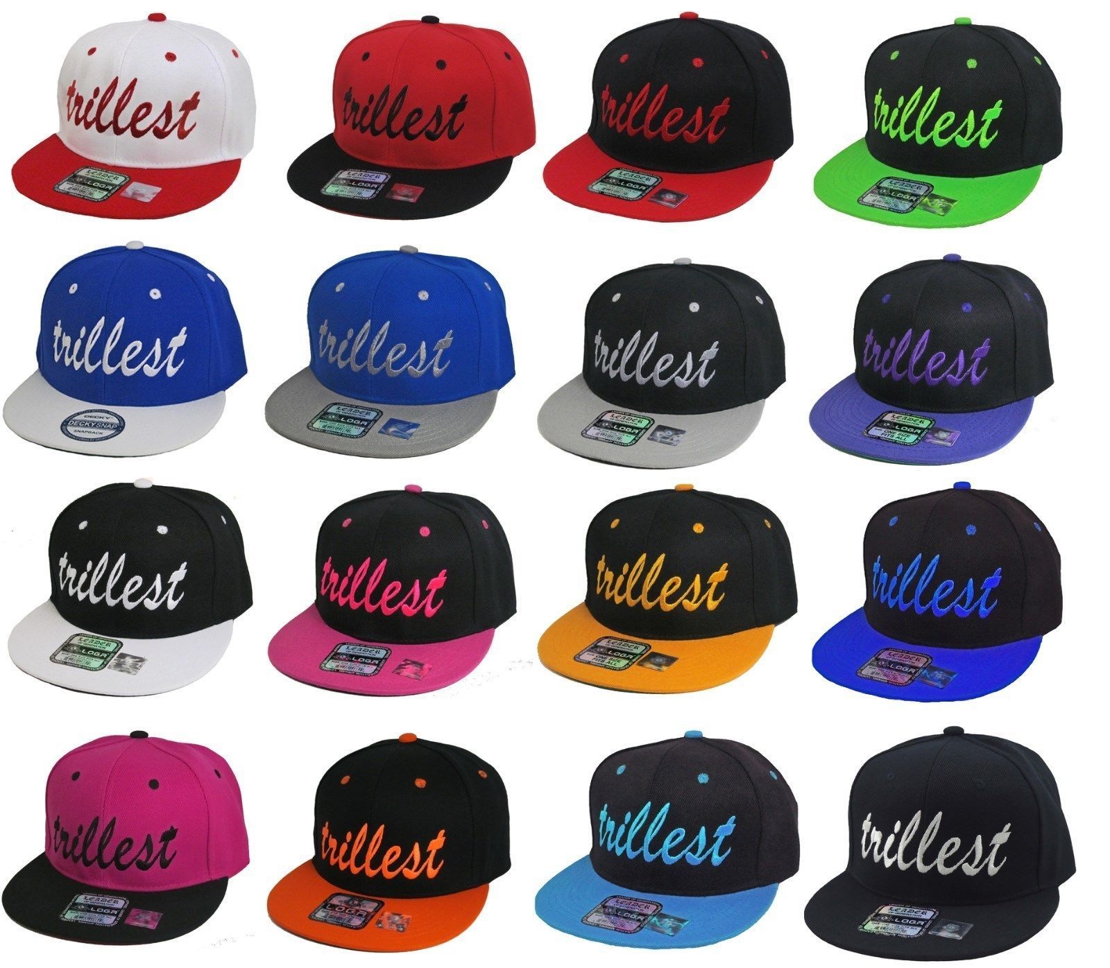 NEW TRILLEST TRILL FLAT BILL SNAPBACK CAP HIP HOP HAT MANY COLORS ...