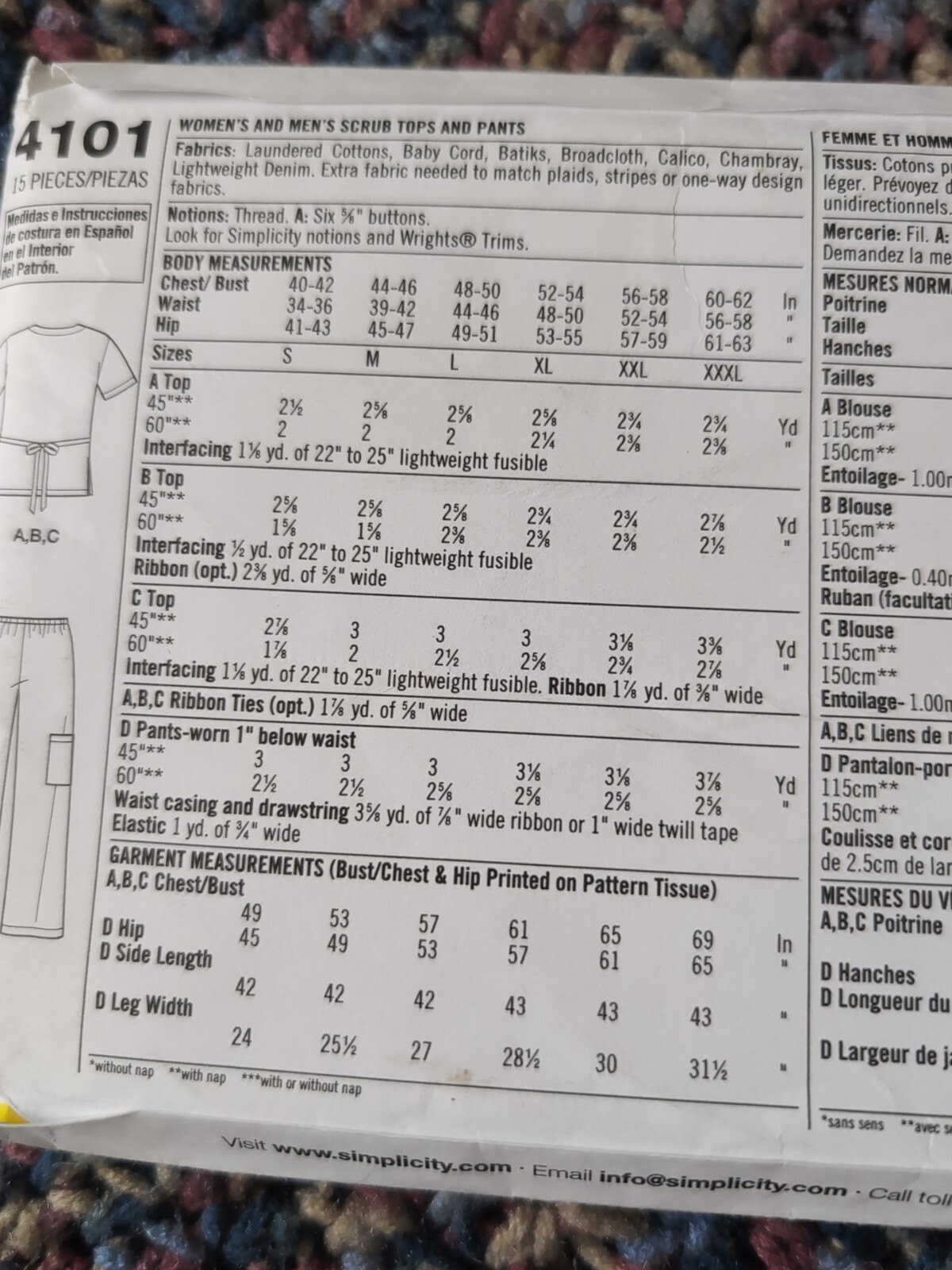 Nurse Hospital Worker Doctor Office Scrubs Pattern Simplicity 4101 XL ...