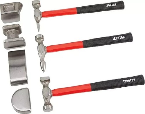 7PC CAR AUTO BODY PANEL REPAIR TOOL KIT WITH WOODEN HANDLES BEATING ...