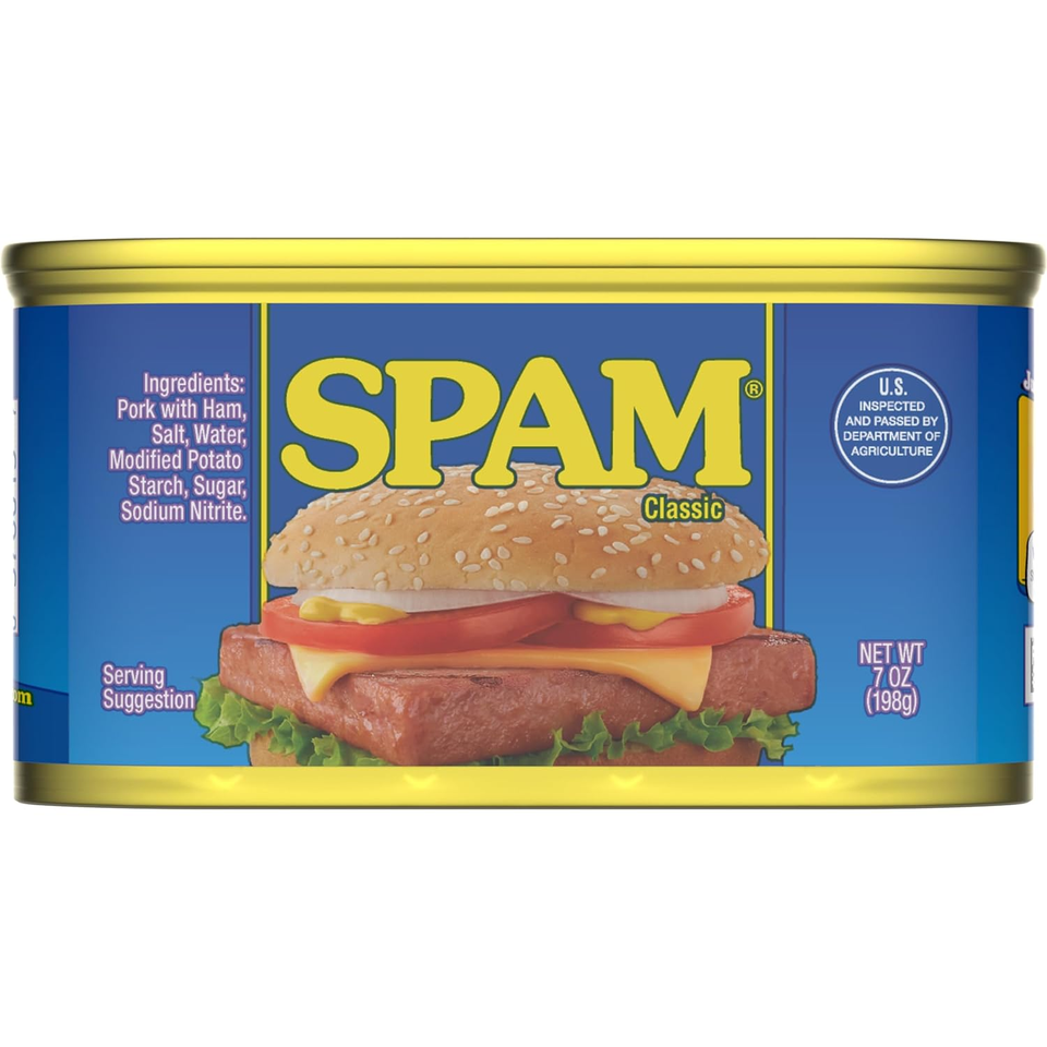 SPAM Classic Canned Meat, Fully Cooked Pork with Ham, 7 oz Cans, 12 ...