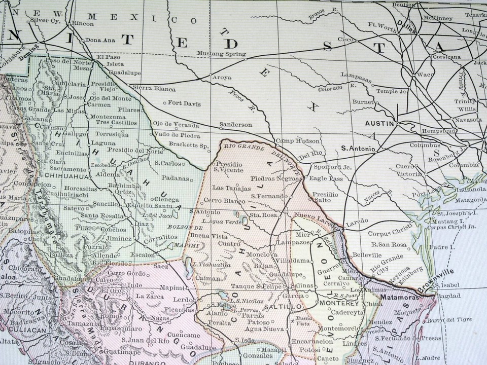 1896 ANTIQUE MAP OF PANAMA VERAGUA COSTA RICA BELIZE JAMAICA GUATEMALA ...