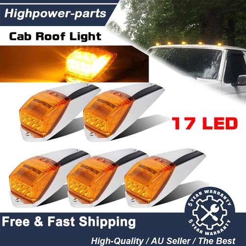 5x Roof Lights 17 LED Clear Amber Cab Top Running Truck Marker Warn ...