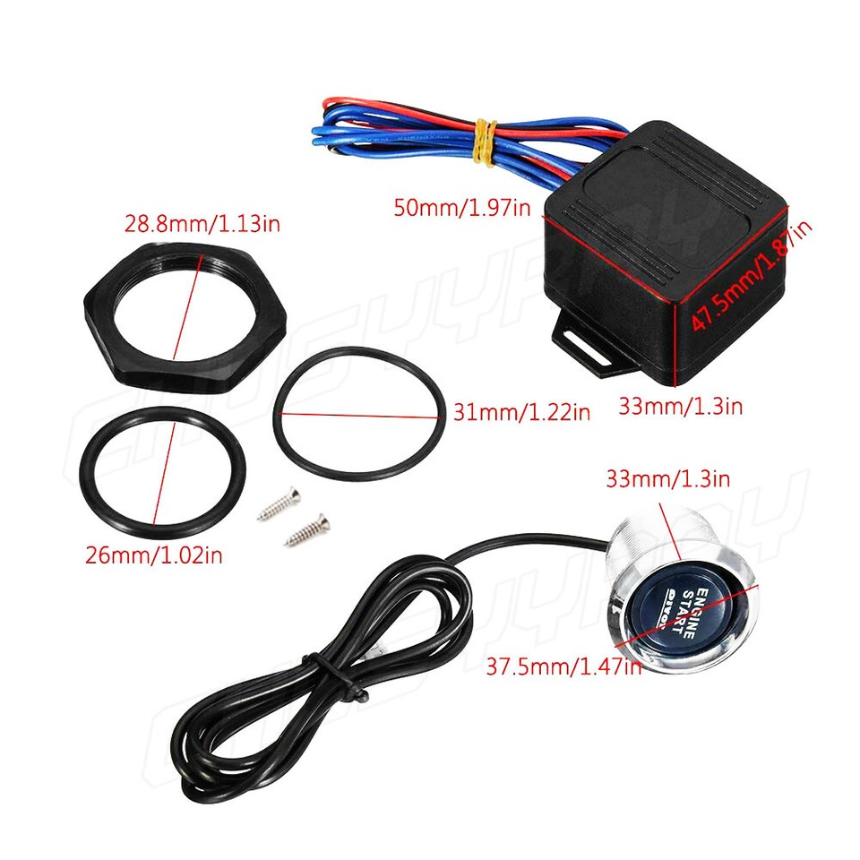 Car Ignition Switch 12V Engine Start Push Button Kit | eBay