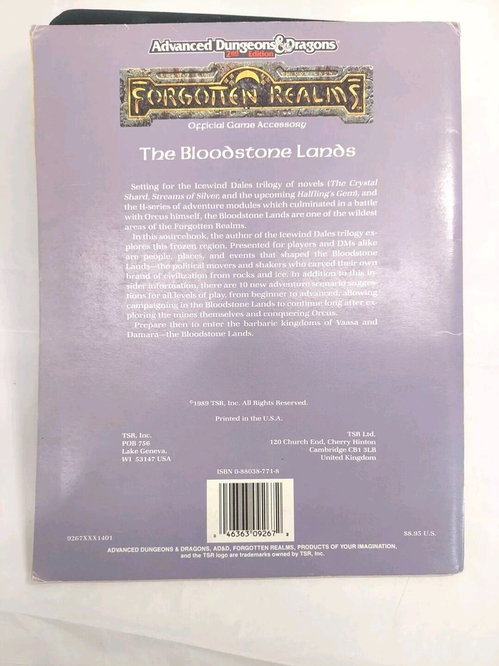 FR9 THE BLOODSTONE LANDS w/MAP, Dungeons and Dragons (AD&D) Forgotten ...
