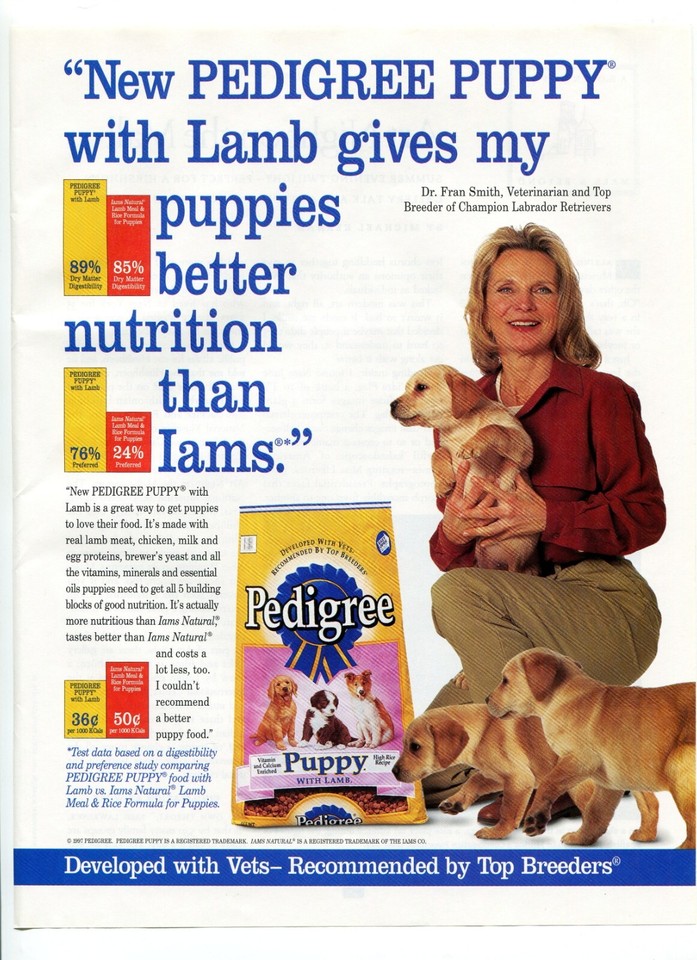 Pedigree Puppy Food Dr. Fran Smith Vintage 1997 Full-Page Print ...