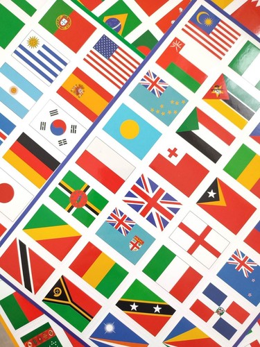 128 National Country Flag Stickers World Countries Flags Vinyl Decals ...