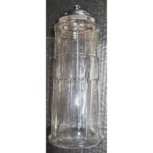 Gemco Glass Barber Comb Straw Holder Chrome Plated Lid Holder Jar 11.5 ...