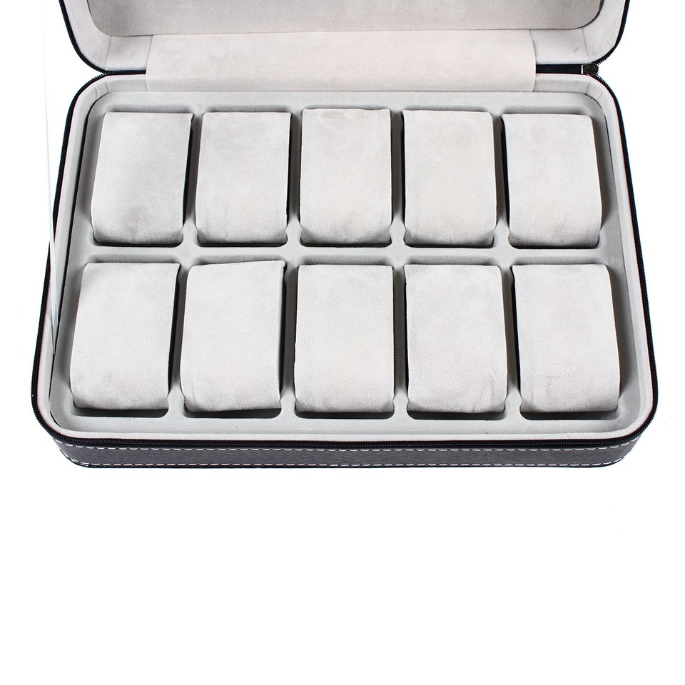 10 Slots PU Leather Watch Pouch Organizer Box Jewelry Storage Display ...