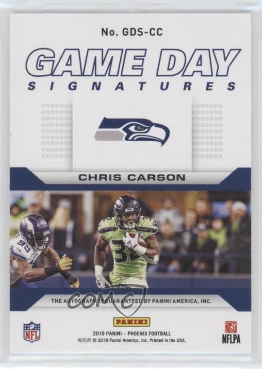 2019 Panini Playoff Game Day Signatures /50 Chris Carson #GDS-CC Auto ...