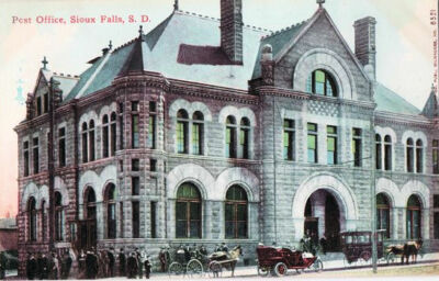 c1910 Stone Post Office Building, Sioux Falls SD Hand Colored Postcard ...