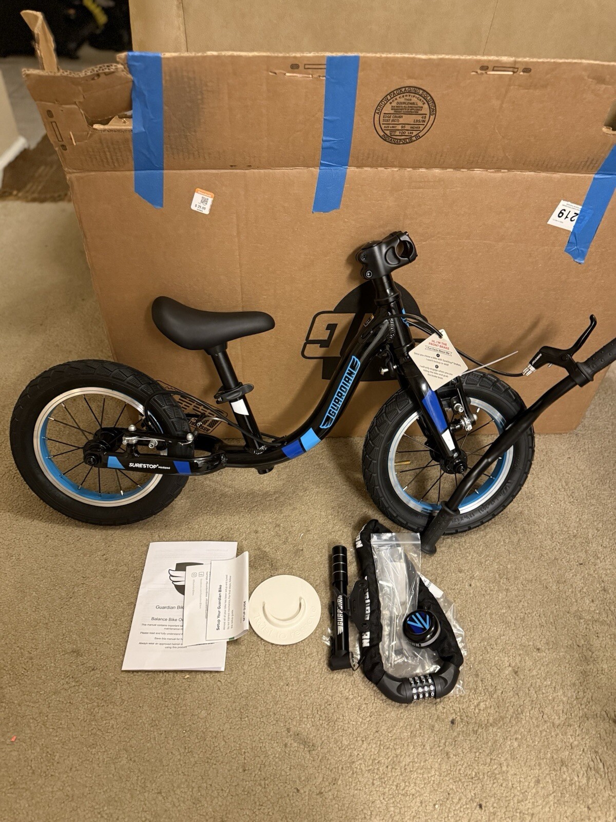 Guardian Balance Bike Black Blue New In Box 1.5-4 Years 33’’-40’’ | eBay