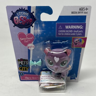 🎀 Littlest Pet Shop LPS Cherie Bow Wow Dog #174 purple glitter ...