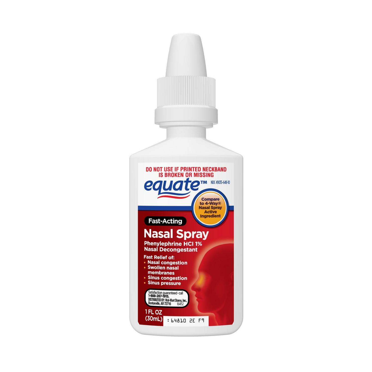 Equate Nasal Four Nasal Spray Phenylephrine Hydrochloride 1% 1 fl. Oz ...