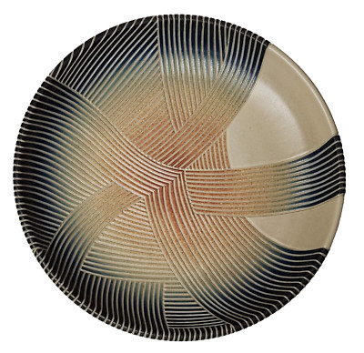 Signed Wayne Bates Hand Thrown Sgraffito Pottery Bowl 14" x 1.5" Post ...