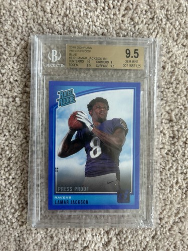 2018 Panini Donruss Rated Rookie Press Proof Blue - MVP Lamar Jackson ...